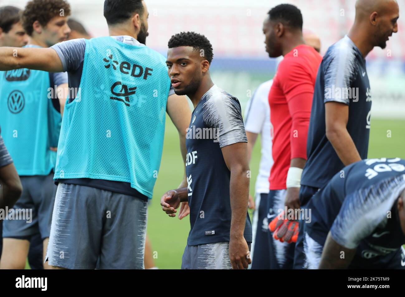 THOMAS LEMAR The France football team is training at the Allianz Arena ...