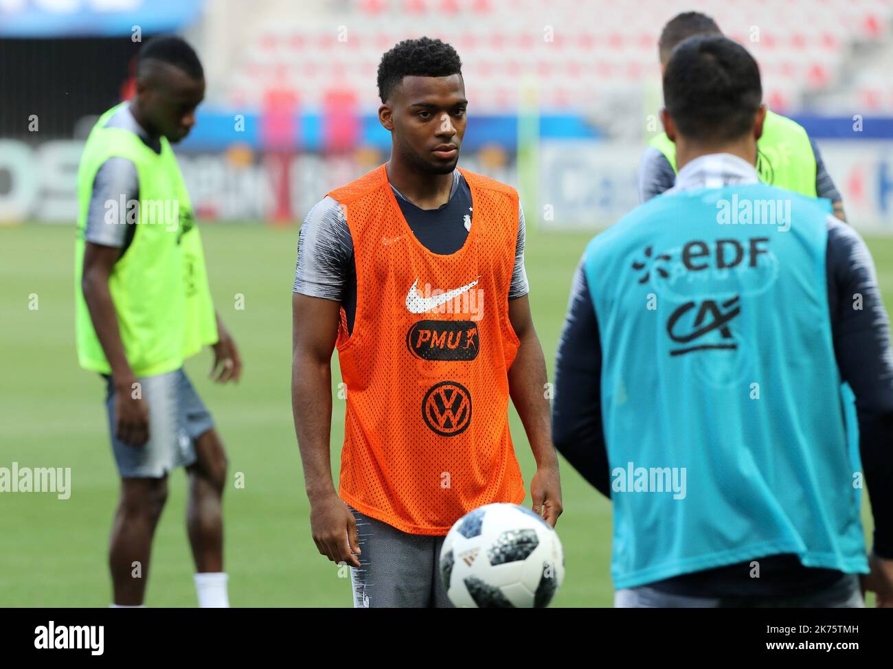 THOMAS LEMAR The France football team is training at the Allianz Arena ...