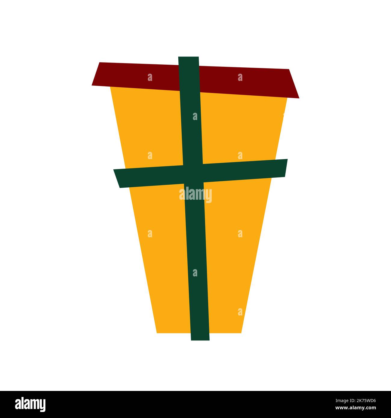 Cartoon Christmas gift. Yellow color simple present isolated on white ...