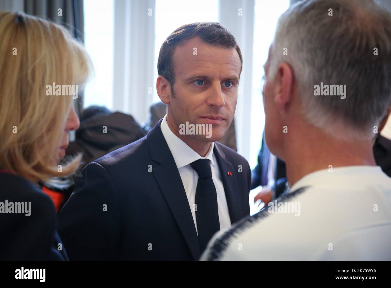 French president Emmanuel Macron and his wife BrigitteM acron meets ...