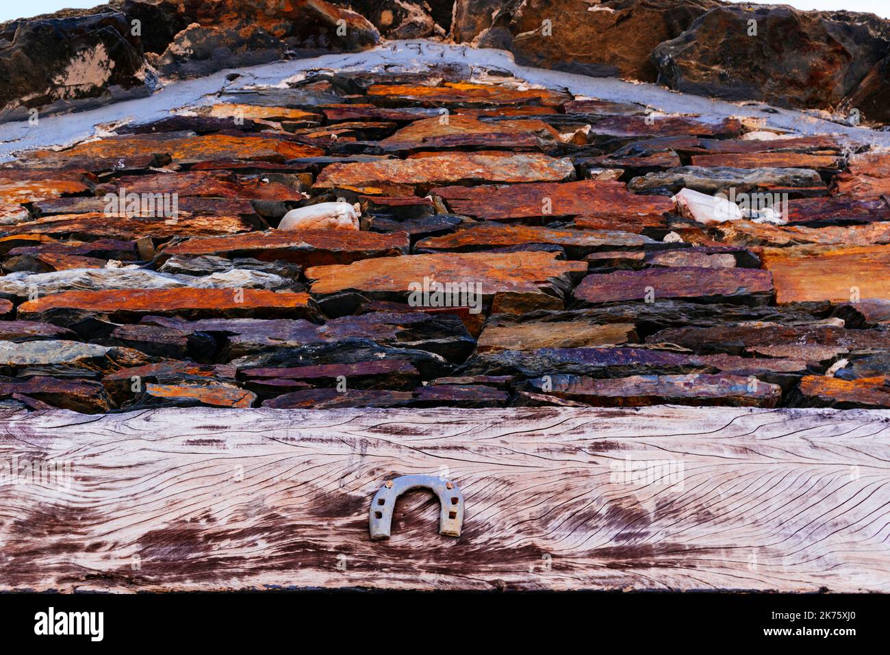 Route of the black villages. Architecture detail. Street of Campillejo ...