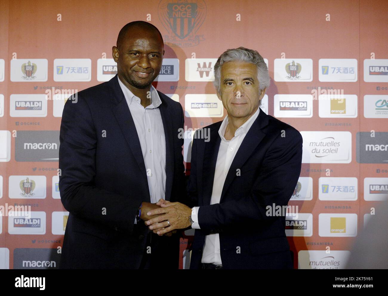 Patrick Vieira is named new Nice head coach during a presentation at ...