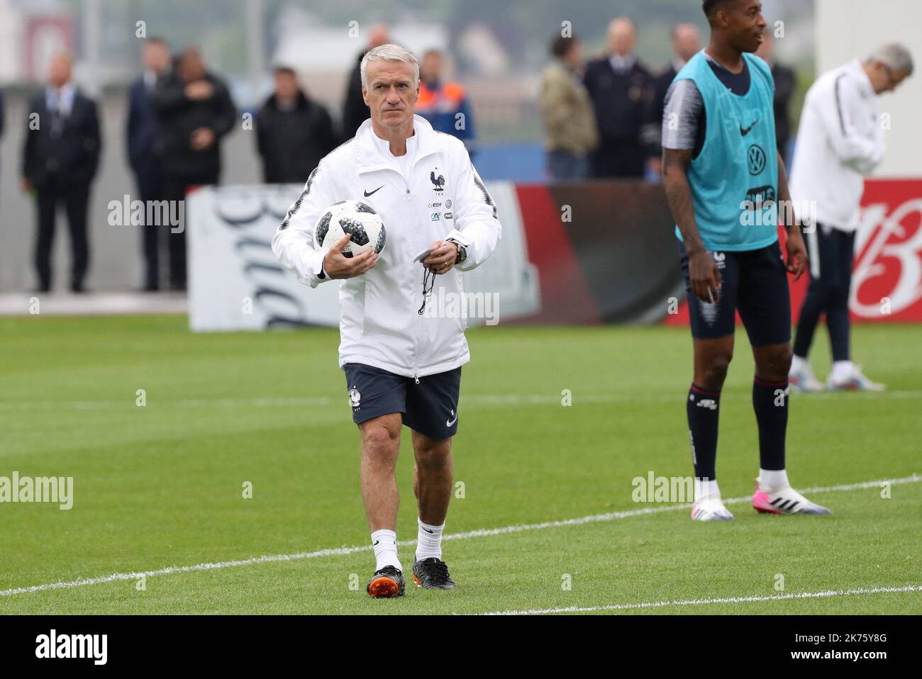 Didier Deschamps during national team training at the Glebovets Stadium ...