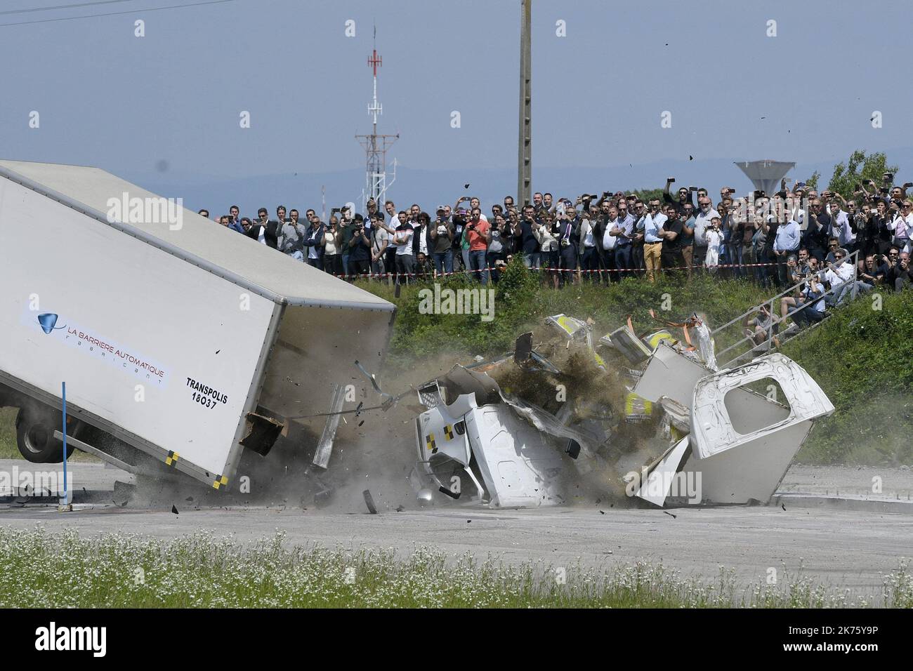 Limonest, France, june 14th 2018. Crash test for the new high security ...