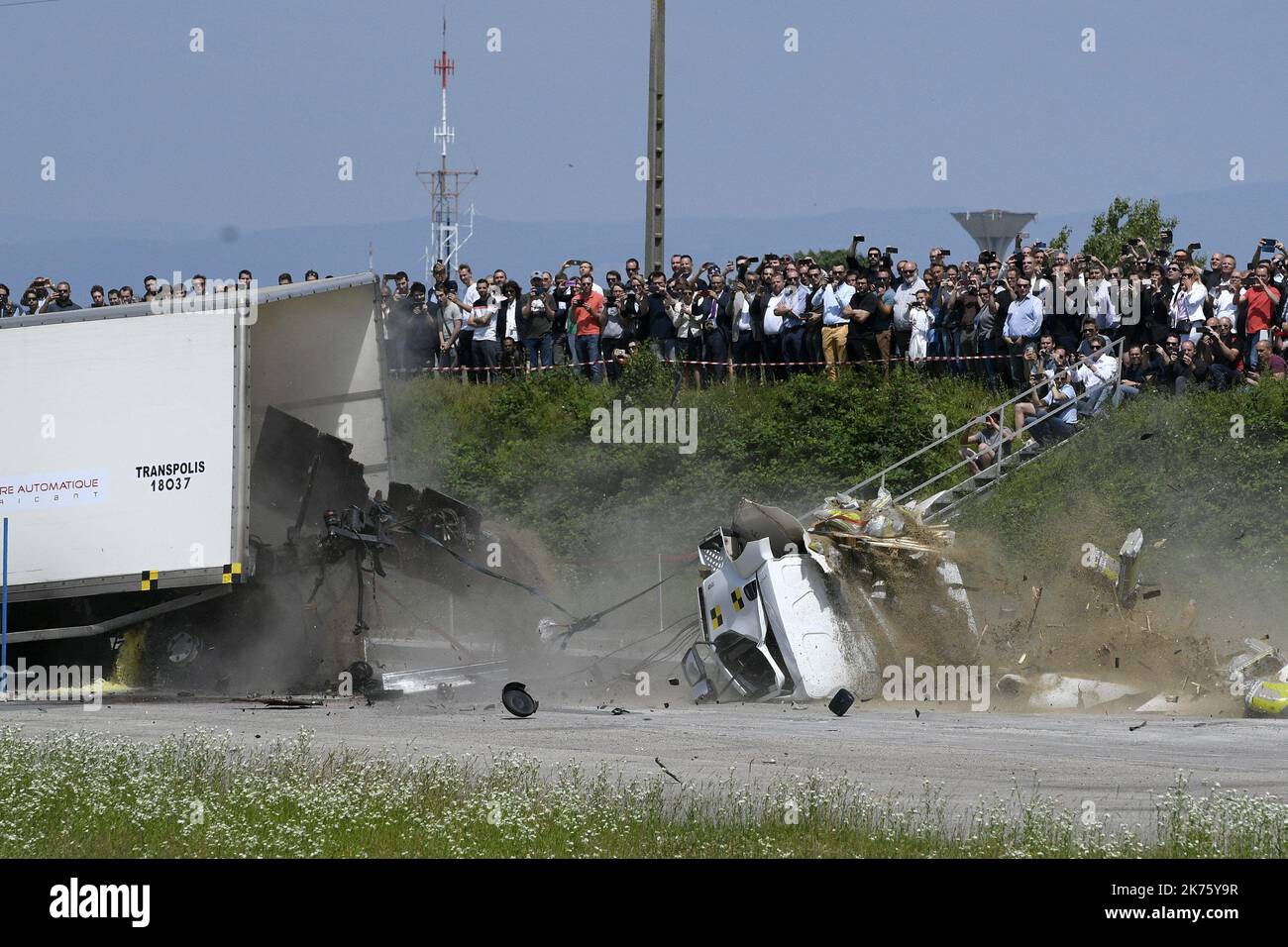 Limonest, France, june 14th 2018. Crash test for the new high security ...