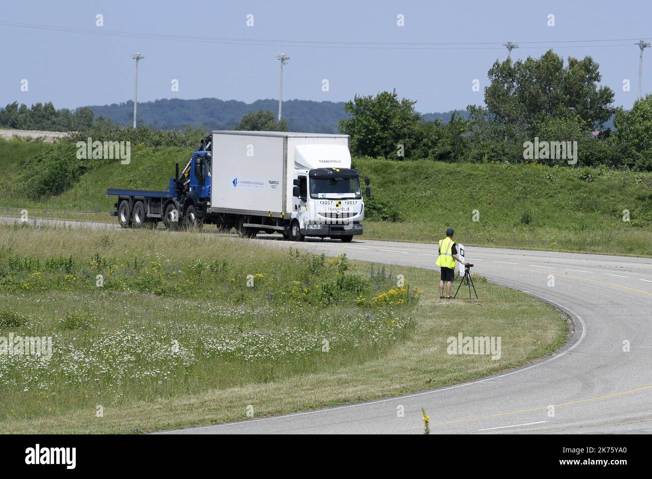 Limonest, France, june 14th 2018. Crash test for the new high security ...