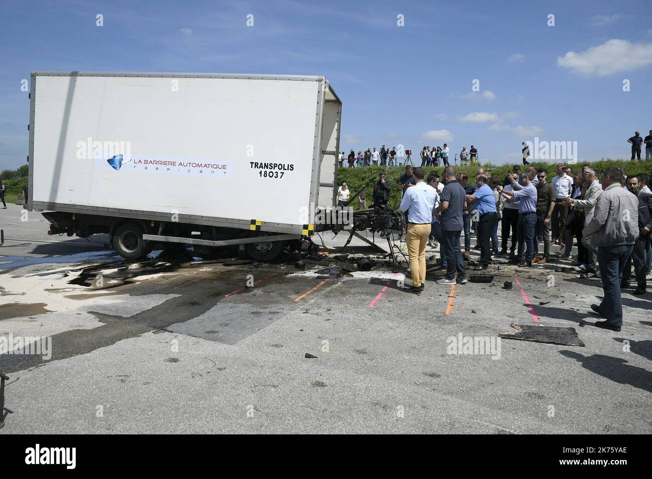 Limonest, France, june 14th 2018. Crash test for the new high security ...