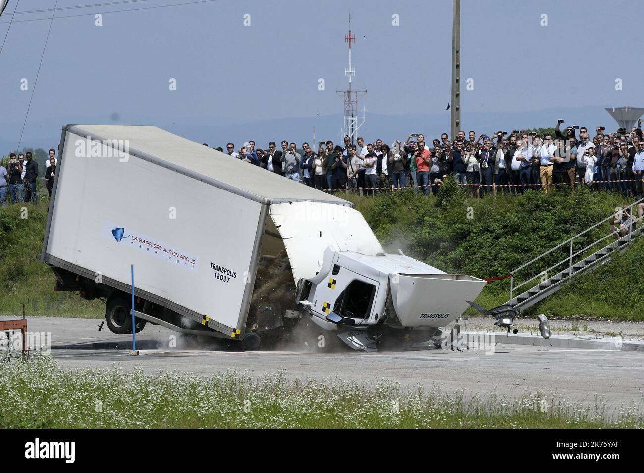 Limonest, France, june 14th 2018. Crash test for the new high security ...