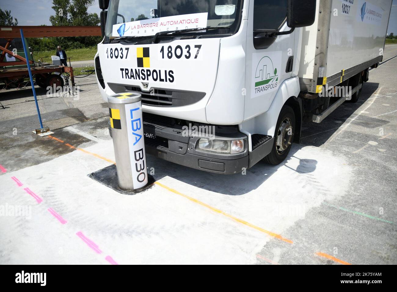 Limonest, France, june 14th 2018. Crash test for the new high security ...