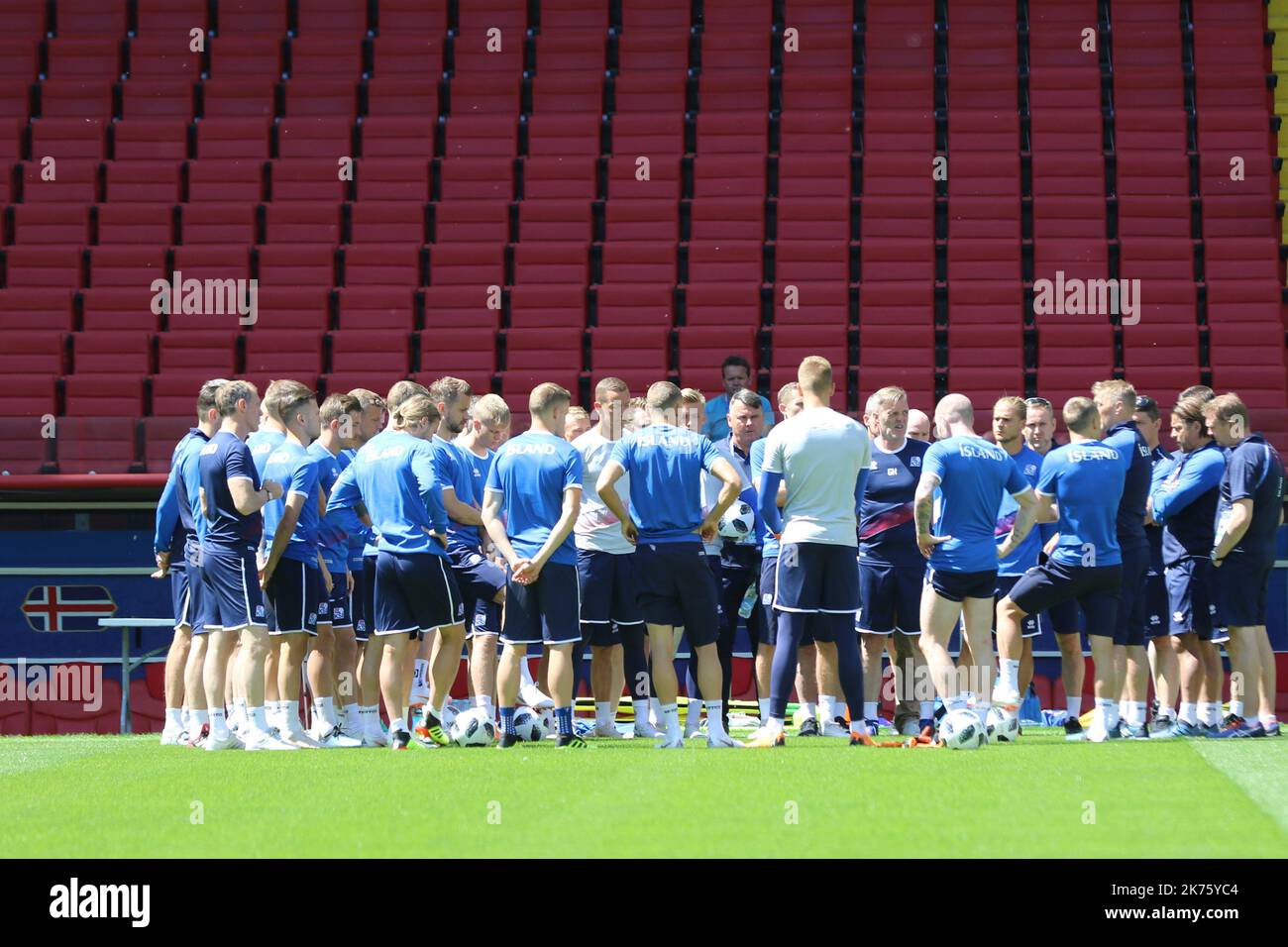 Iceland football team players in action during the training session one ...
