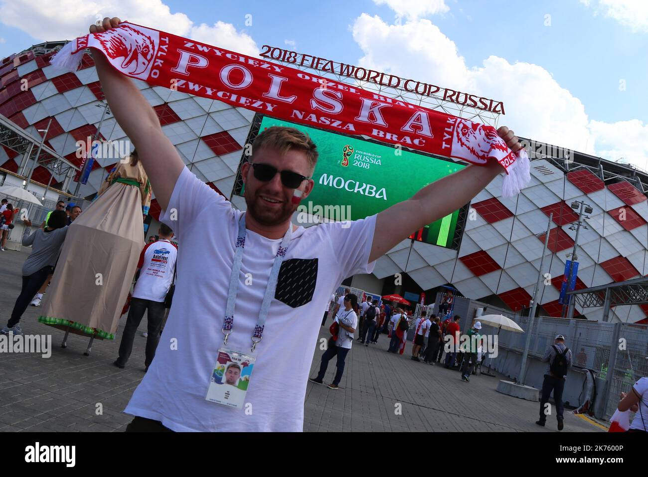 A Poland fan outside the Spartak Stadium Stock Photo - Alamy
