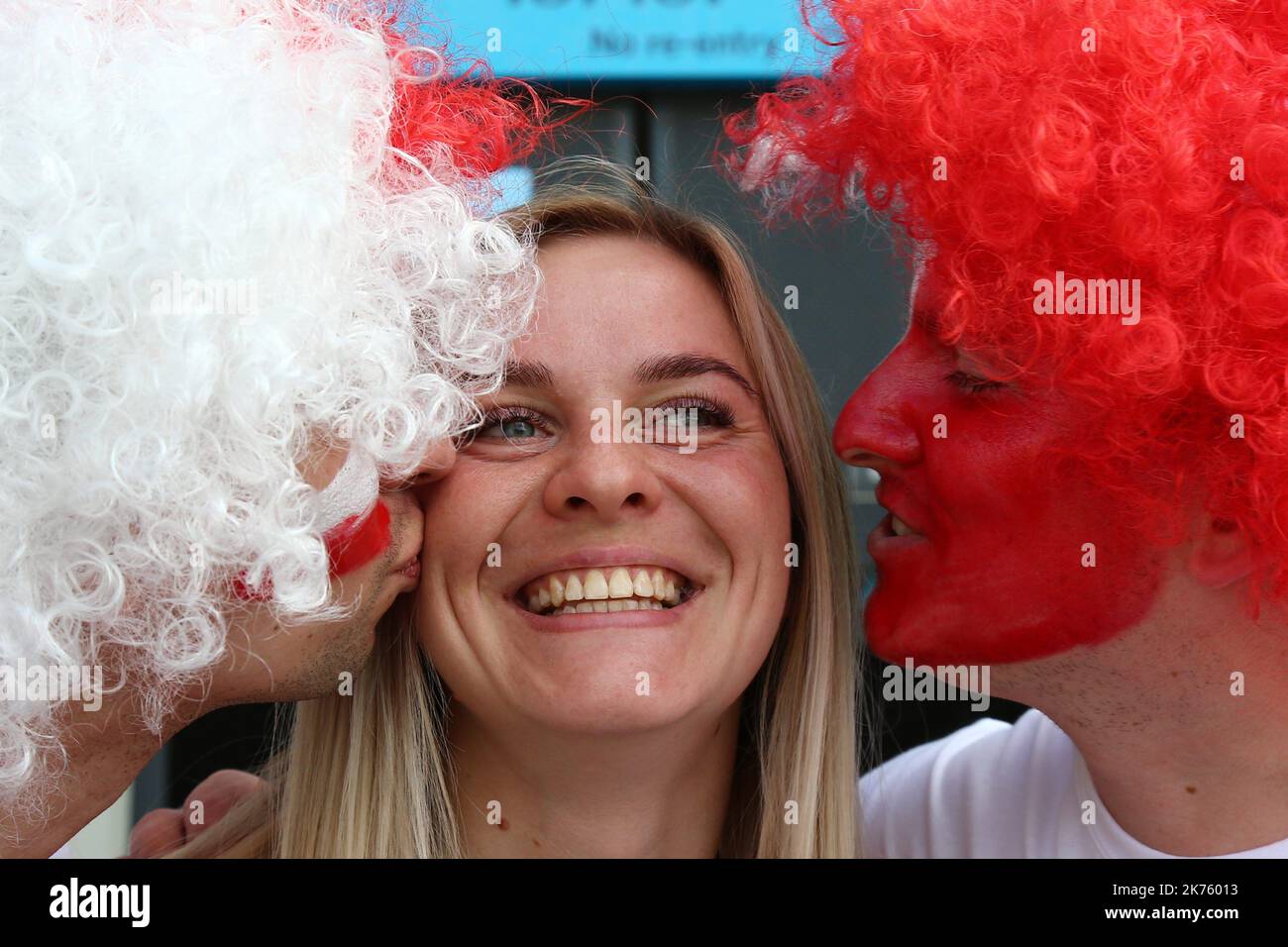 Poland fans outside the Spartak Stadium Stock Photo - Alamy