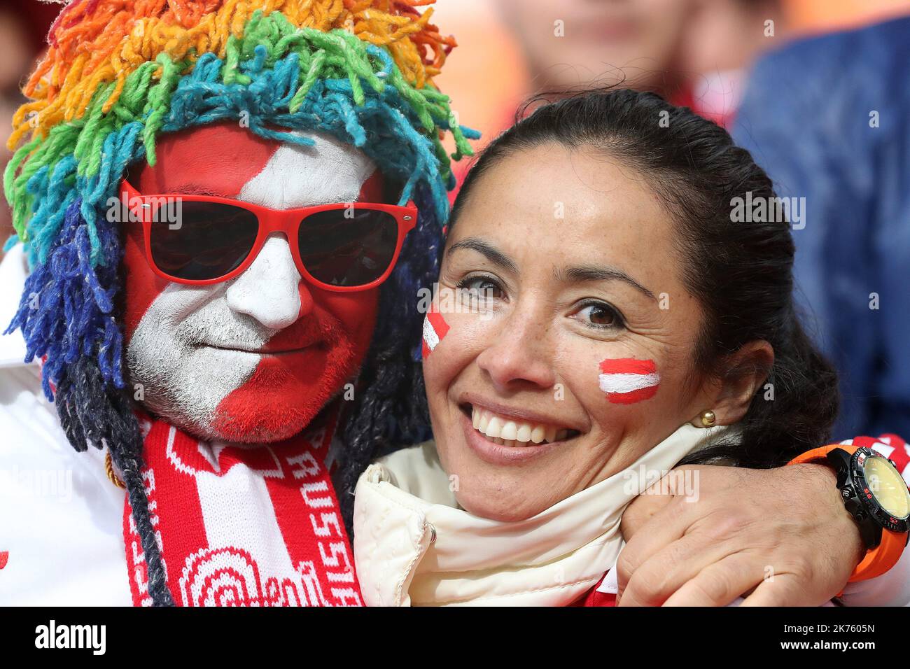 Peru fans during the France v Peru FIFA World Cup 2018 Group C match at ...