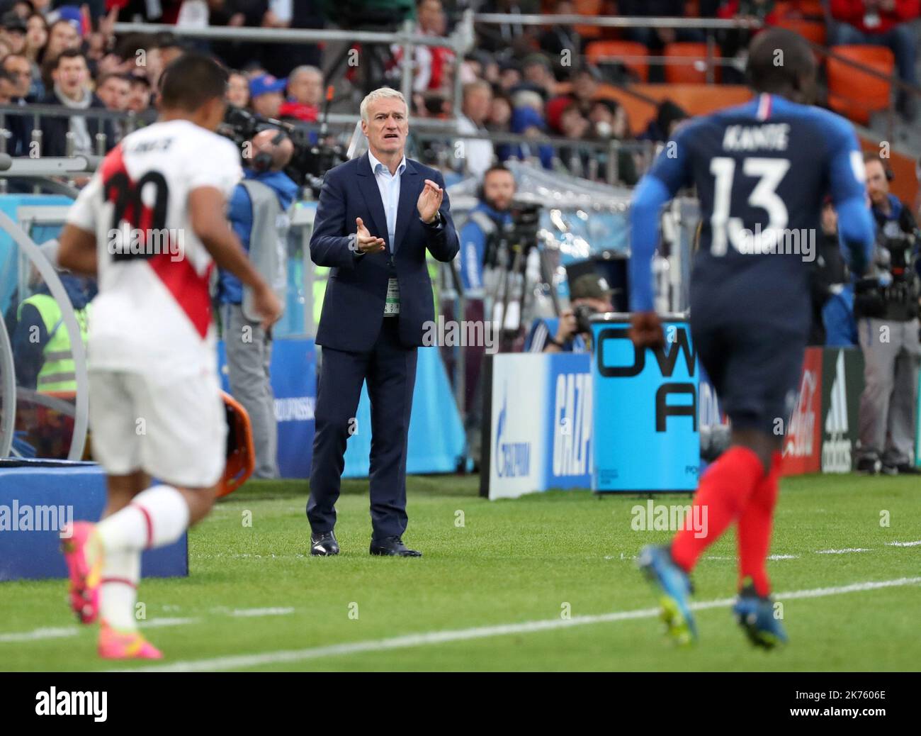 France manager Didier Deschamps during the France v Peru FIFA World Cup ...