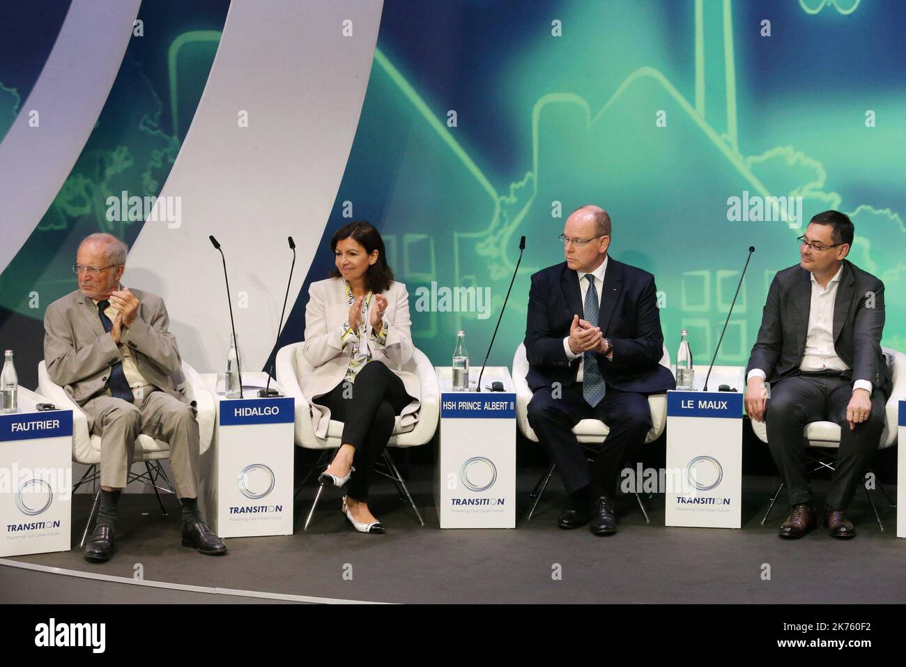 Prince Albert II and the Mayor of Paris, Anne Hidalgo, Lionel Le Maux ...