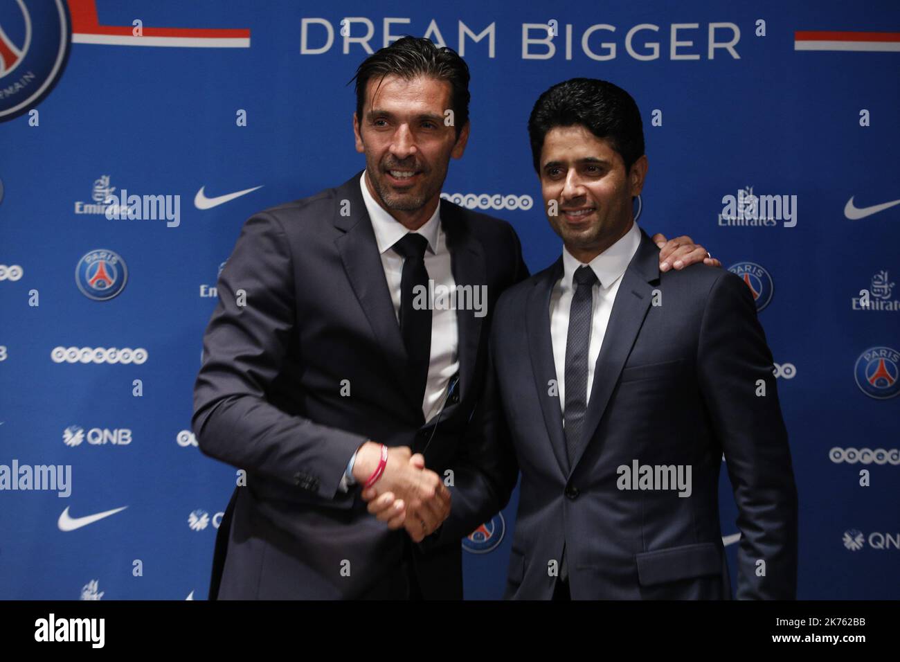 Gianluigi Buffon is unveiled as new goalkeeper for Paris Saint-Germain ...
