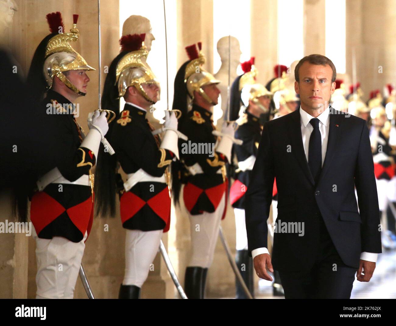 President Emmanuel Macron during the Speech at Castle of Versailles on ...