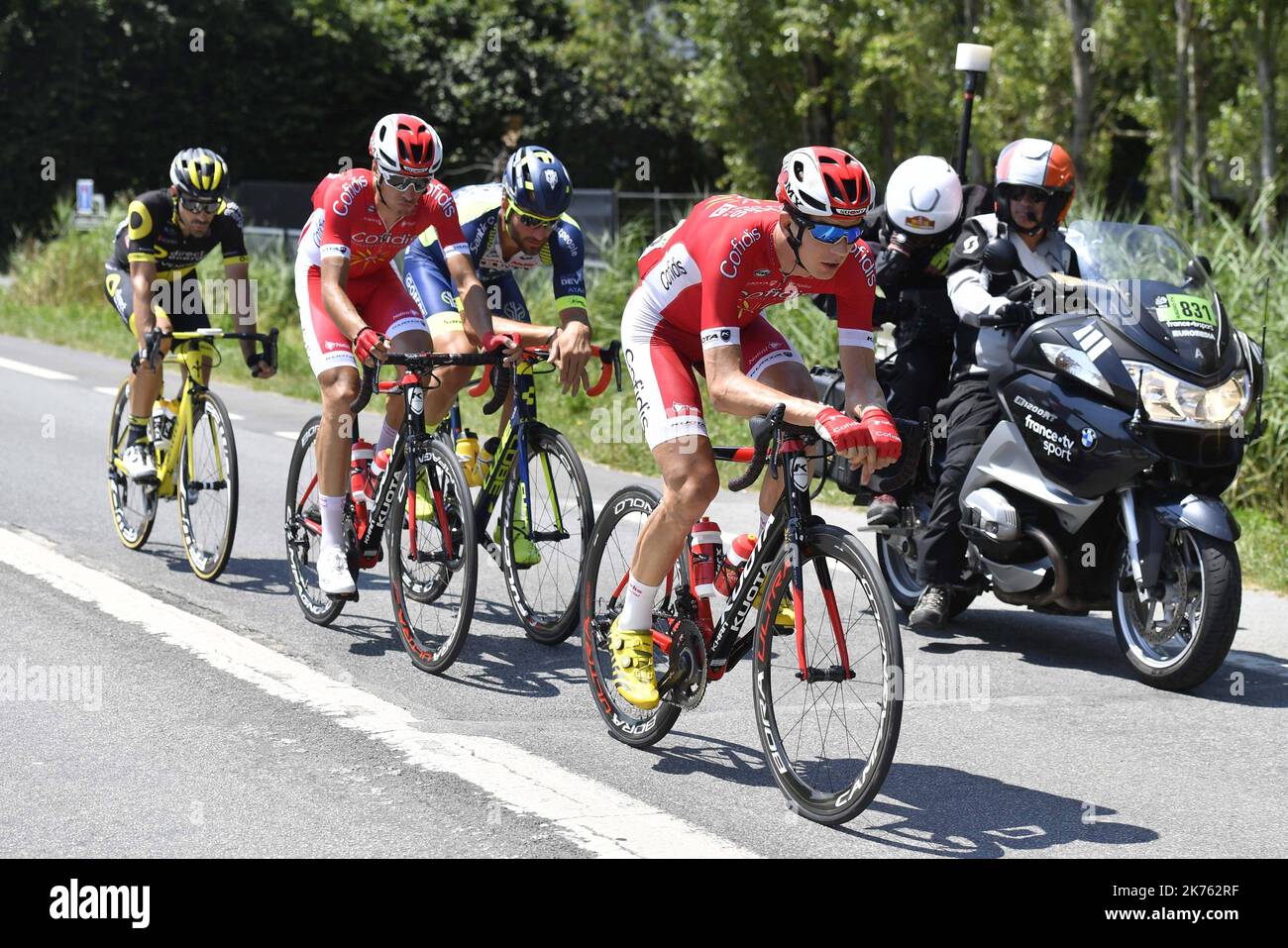 L'échappée du jour Jérôme Cousin, Anthony Pérez, Dimitri Claeys et ...