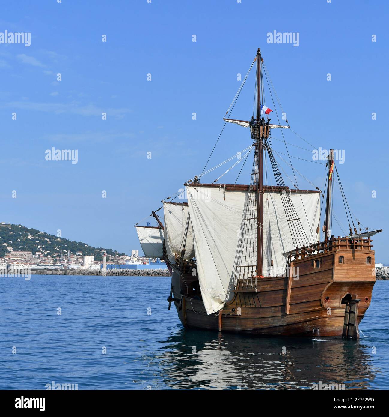 A replica of Colombus' Santa Maria arrives at the Port of Sete, Frane ...