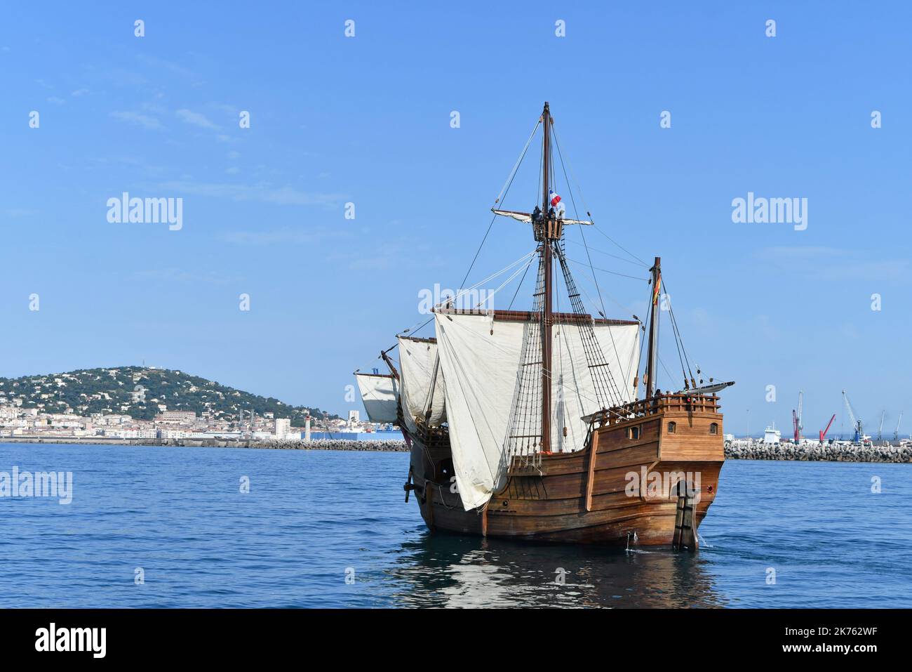 A replica of Colombus' Santa Maria arrives at the Port of Sete, Frane ...