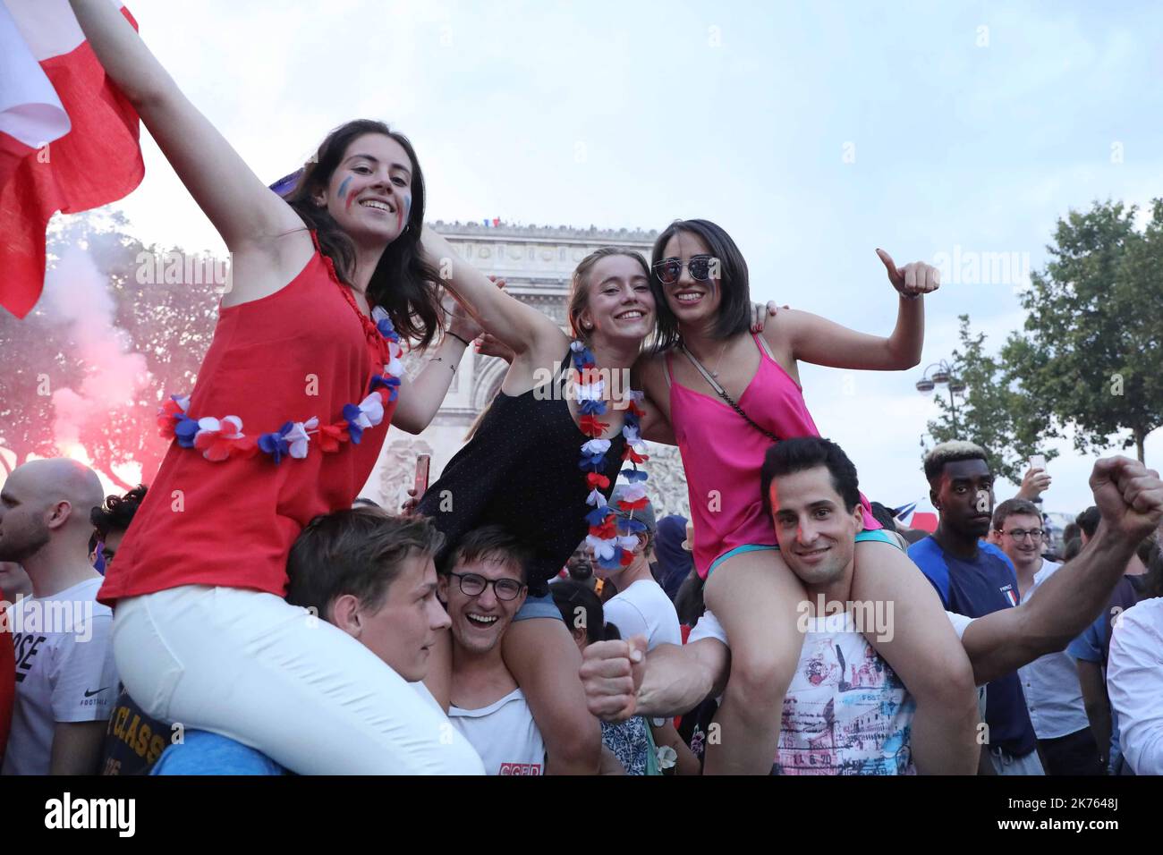 French supporters celebrates France's victory against Croatia in 2018 ...