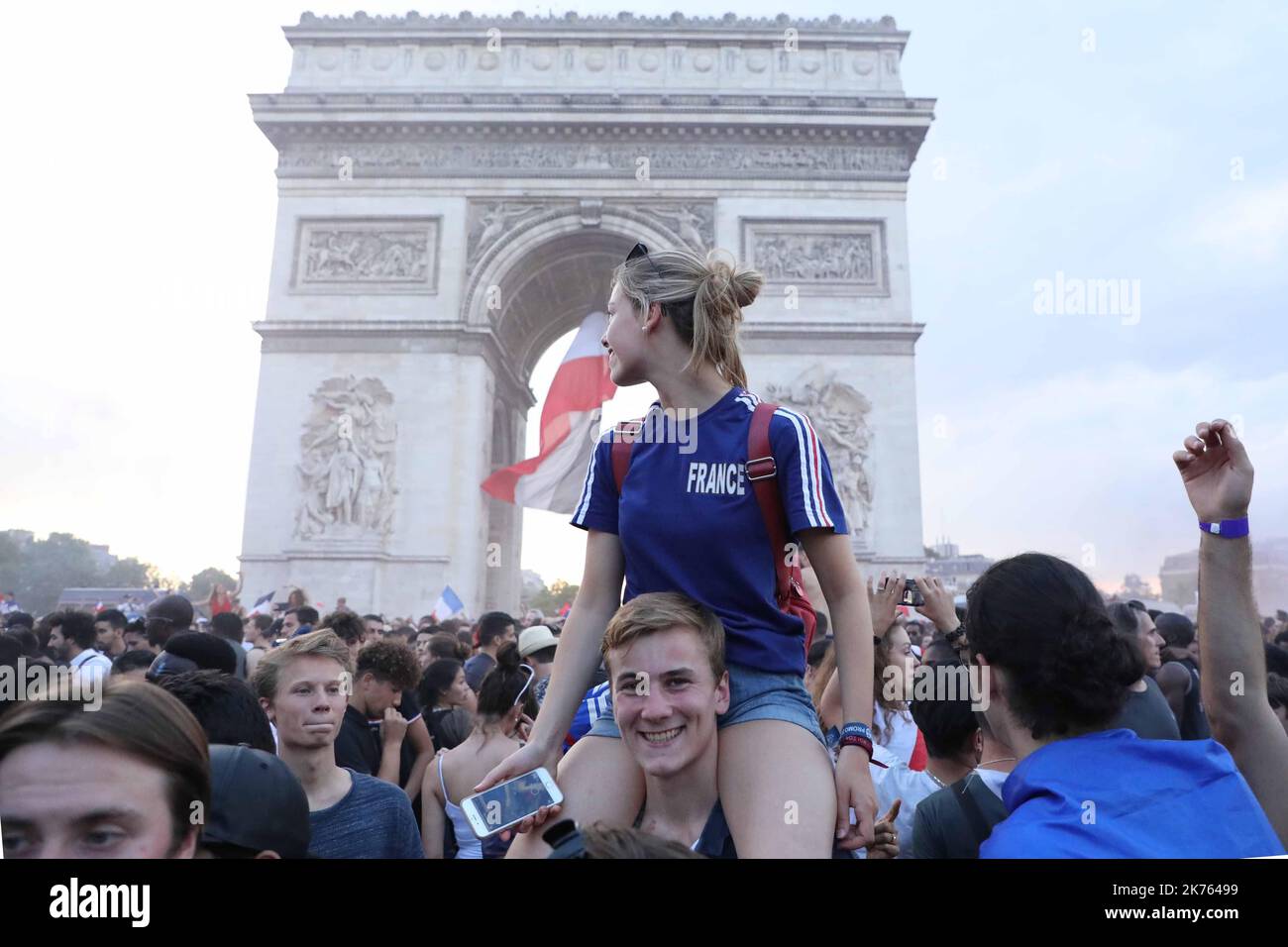 French supporters celebrates France's victory against Croatia in 2018 ...