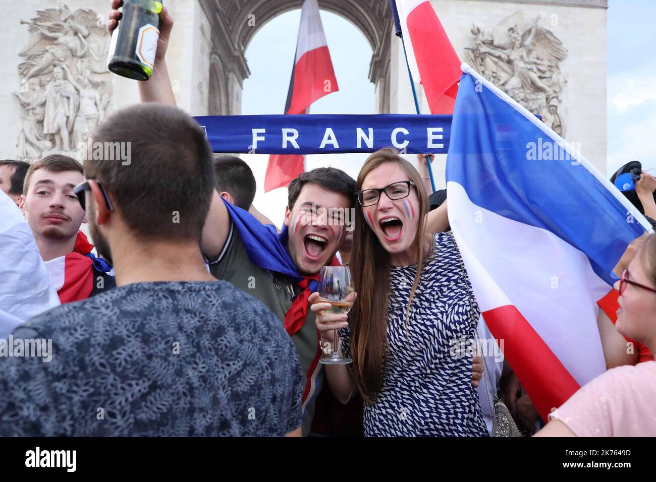 French supporters celebrates France's victory against Croatia in 2018 ...