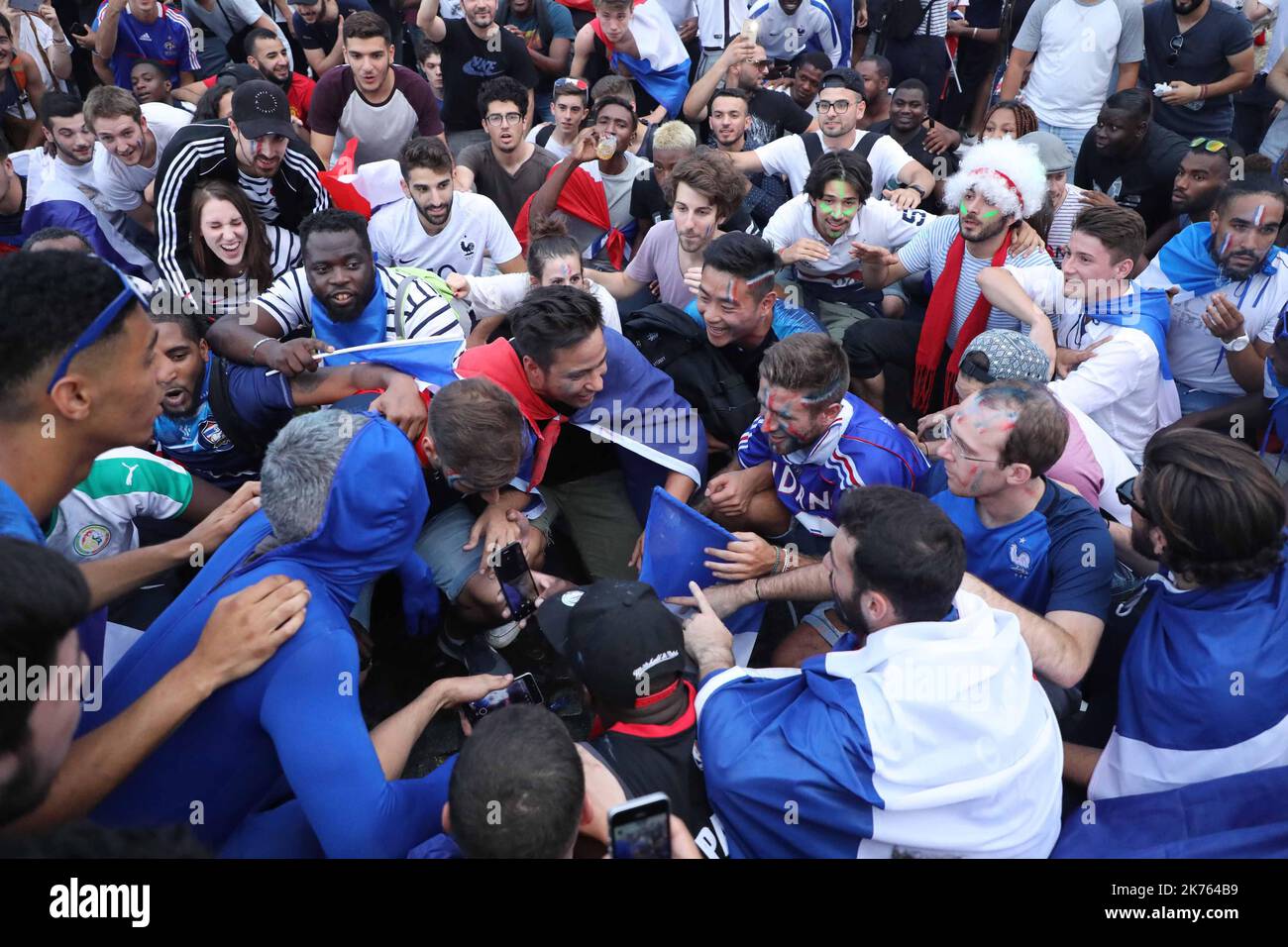 French supporters celebrates France's victory against Croatia in 2018 ...