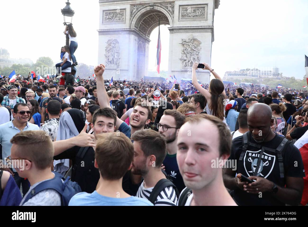 French supporters celebrates France's victory against Croatia in 2018 ...