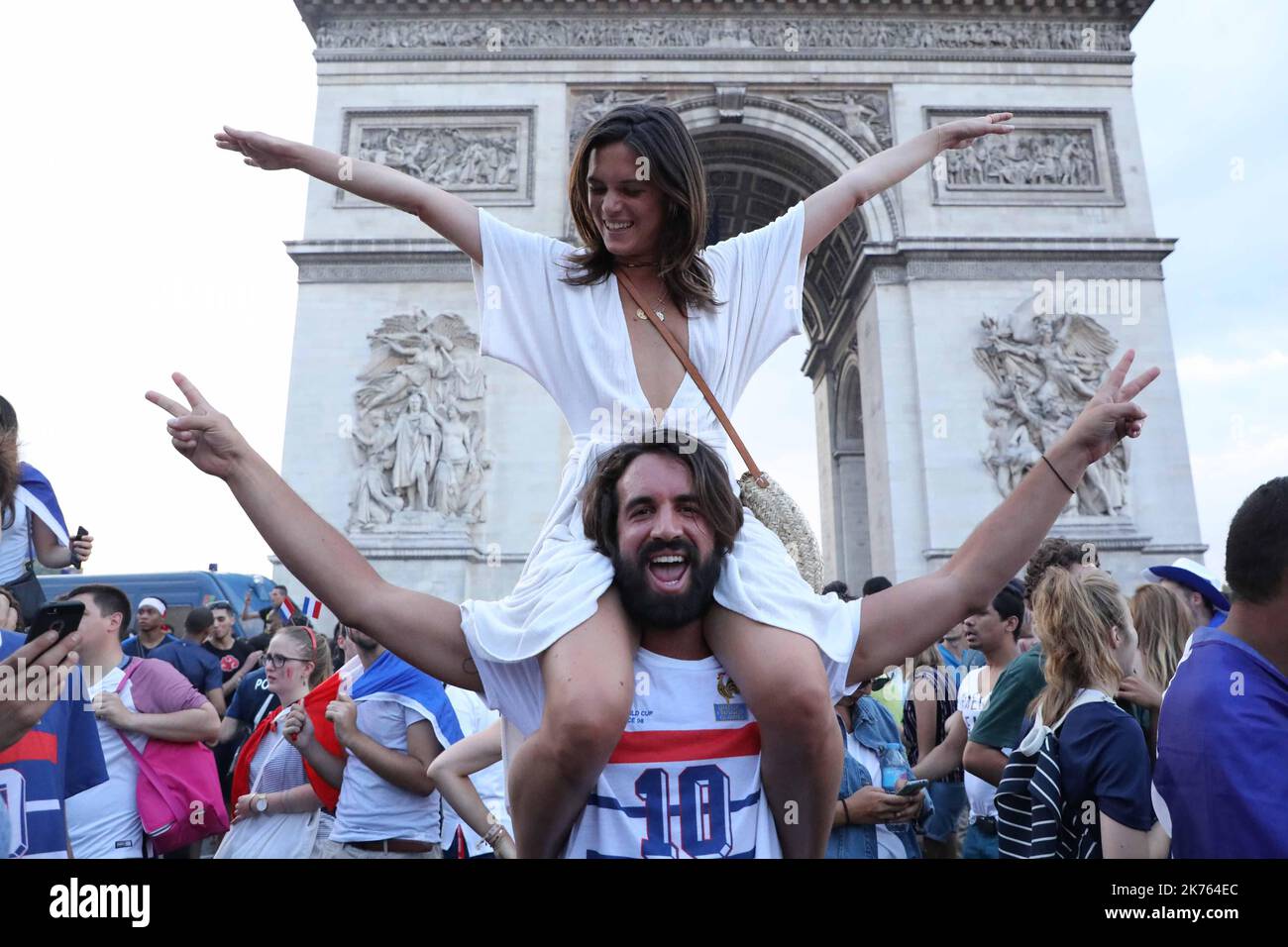 French supporters celebrates France's victory against Croatia in 2018 ...