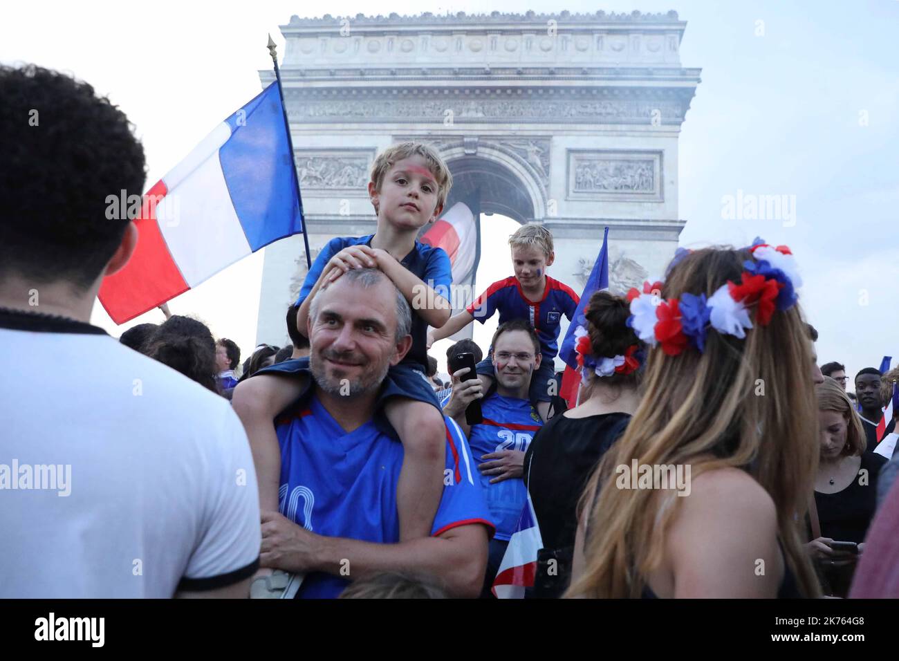 French supporters celebrates France's victory against Croatia in 2018 ...