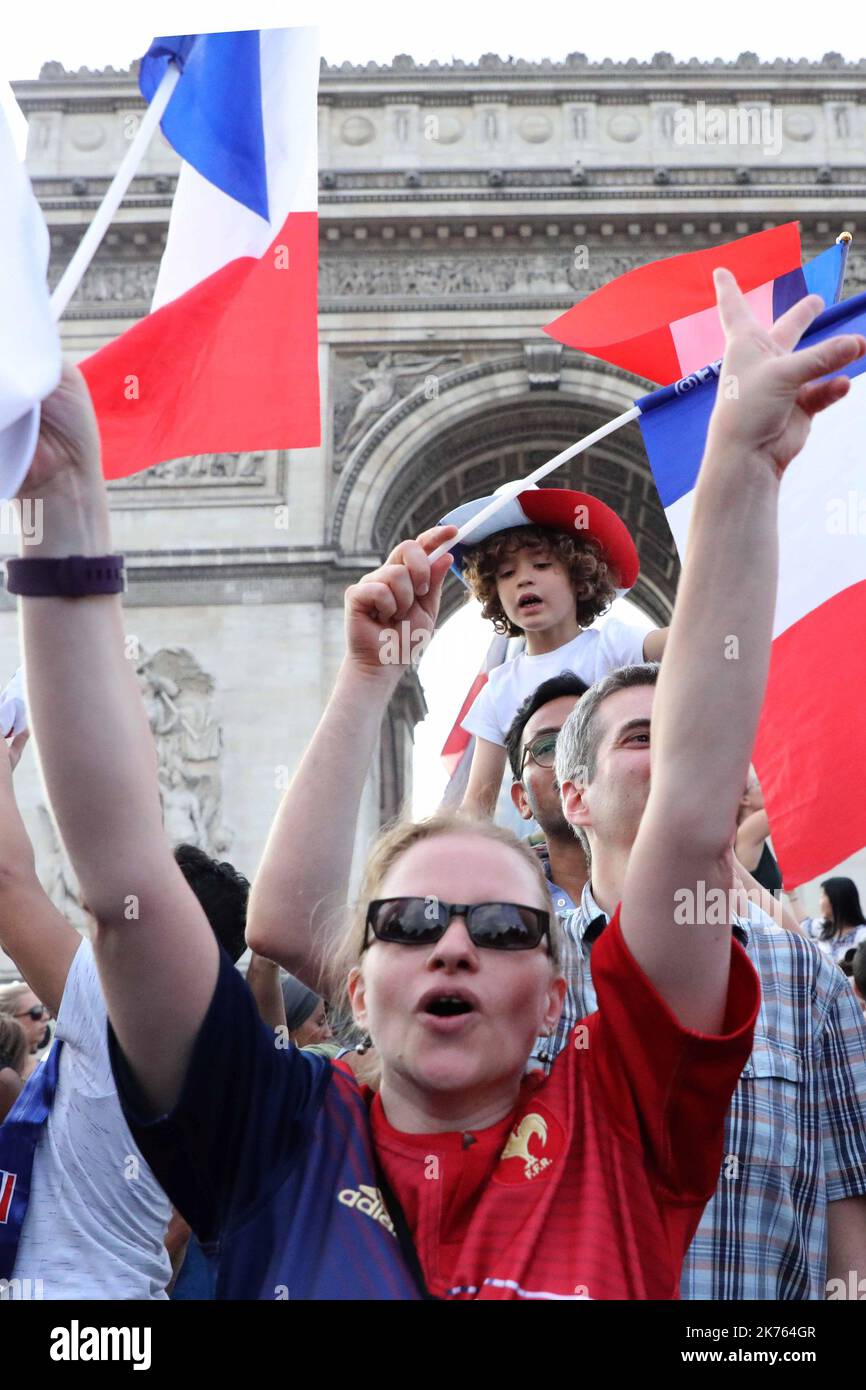 French supporters celebrates France's victory against Croatia in 2018 ...