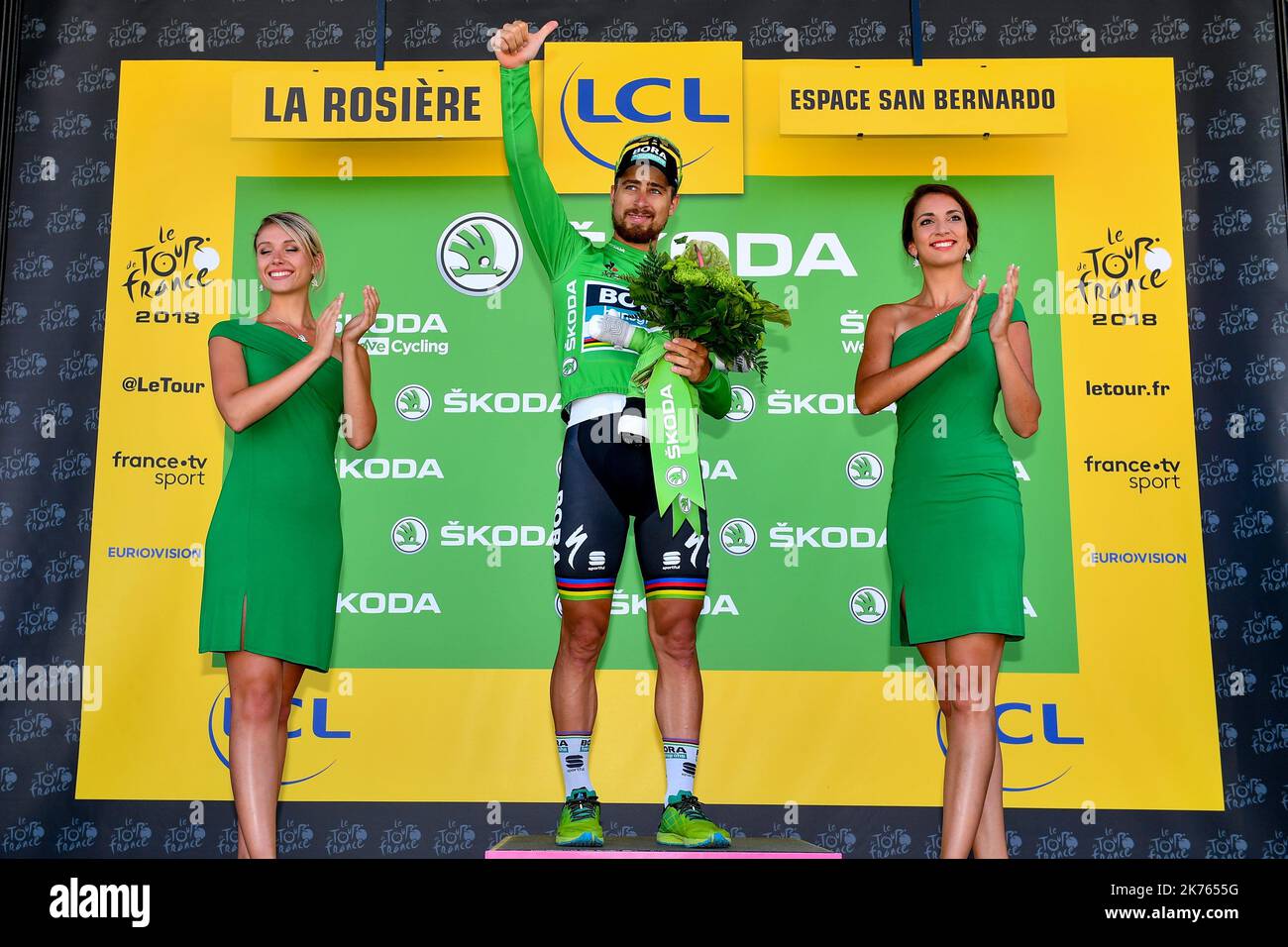 Peter Sagan UCI WorldTeam Bora-Hansgrohe green jersey. Tour de France ...