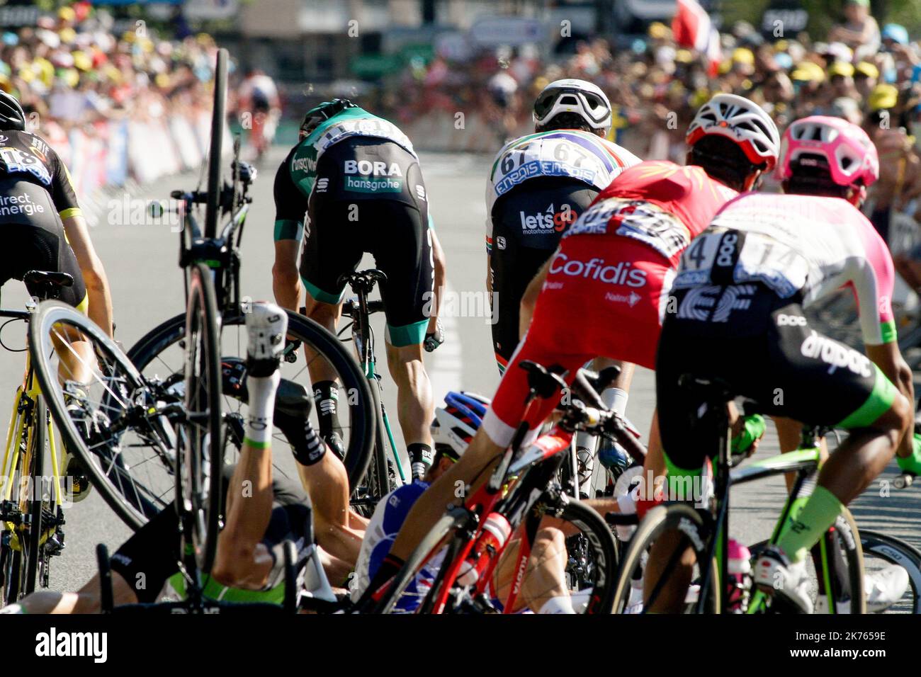 A crash near the end of the stage Stock Photo - Alamy