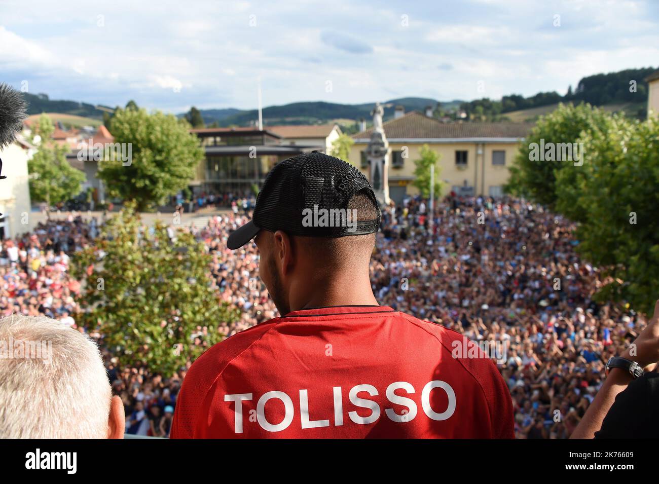 Corentin Tolisso of the France national team is welcomed by Amplepuis ...