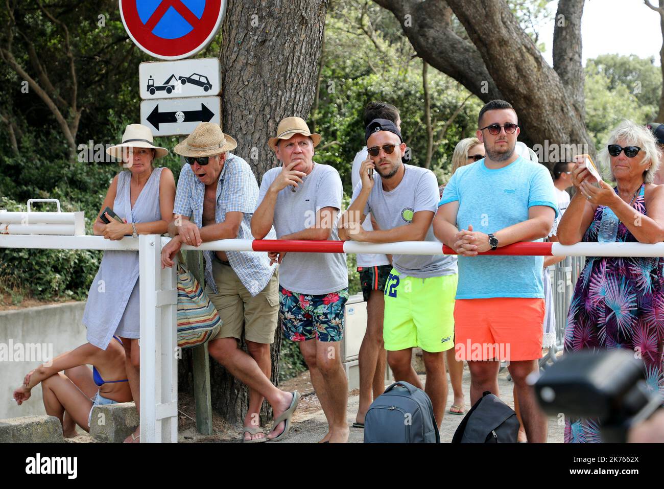 French President Emmanuel Macron arrives at his summer official ...