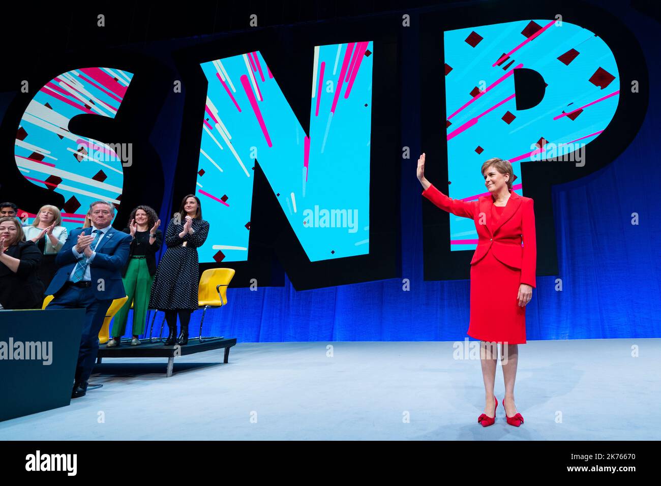 SNP Conference 2022, Aberdeen. Keynote speech by First Minister Nicola Sturgeon Stock Photo - Alamy