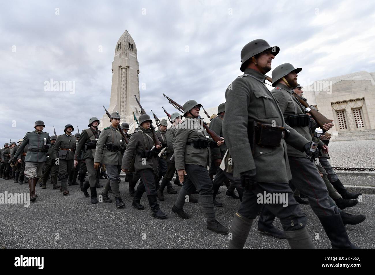 Historical reenactment of the First World War on the battlefield of ...