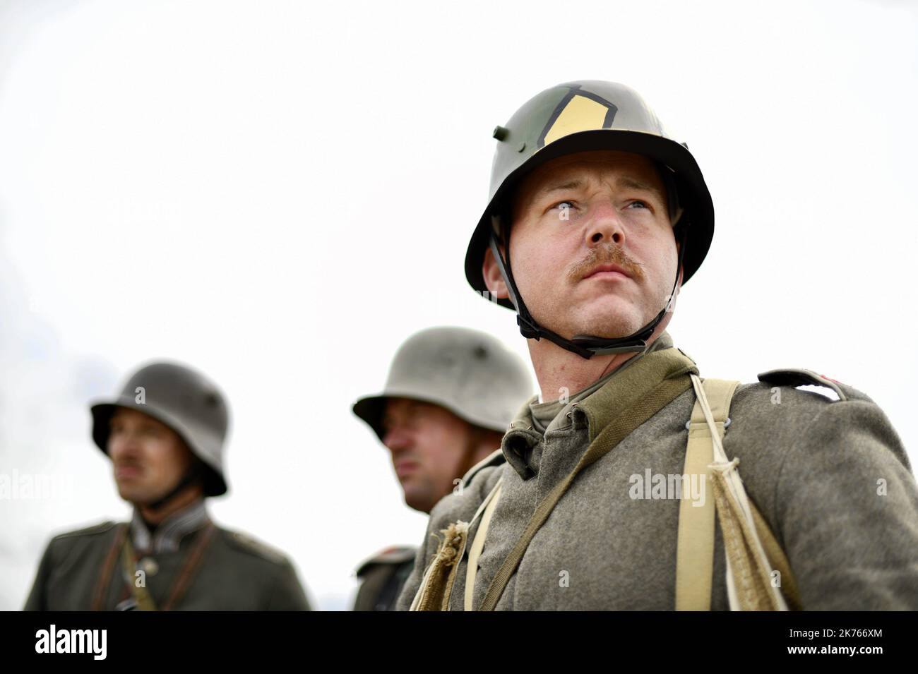 Historical reenactment of the First World War on the battlefield of ...