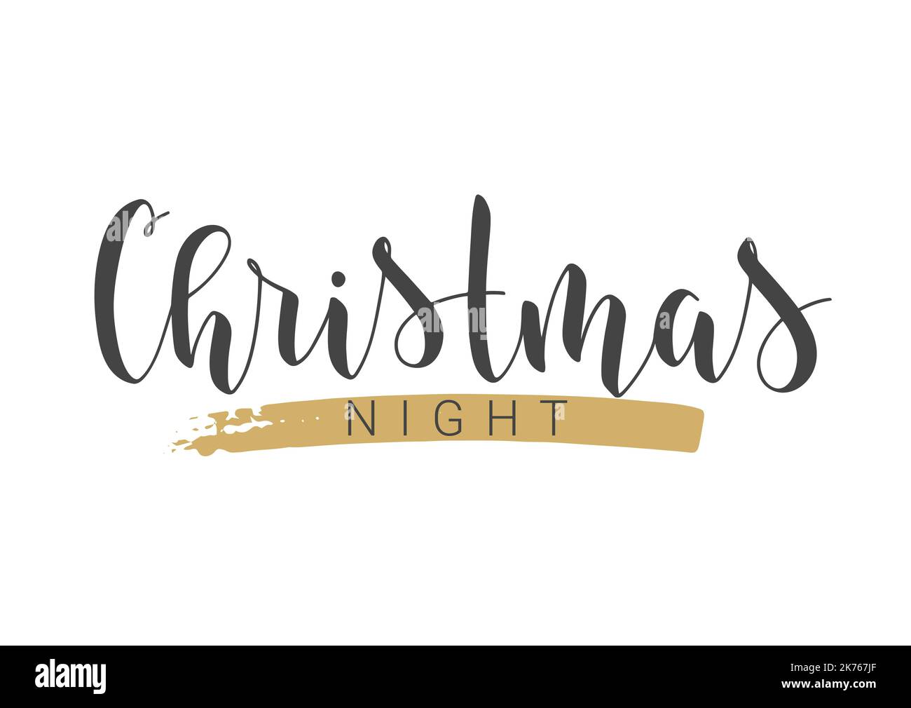 Vector Illustration. Handwritten Lettering of Christmas Night. Template ...