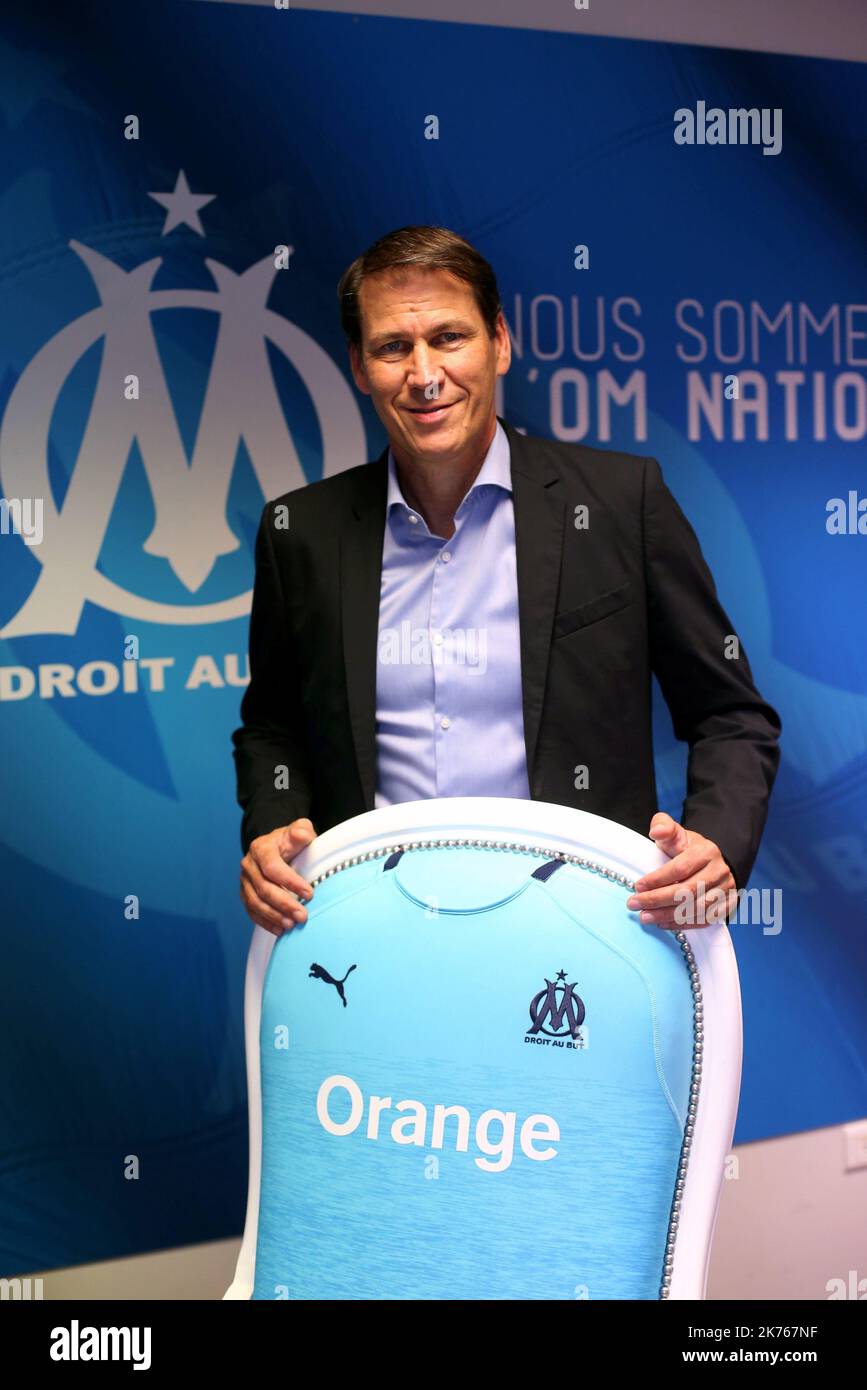 French first league soccer club Olympique de Marseille OM's coach Rudi ...