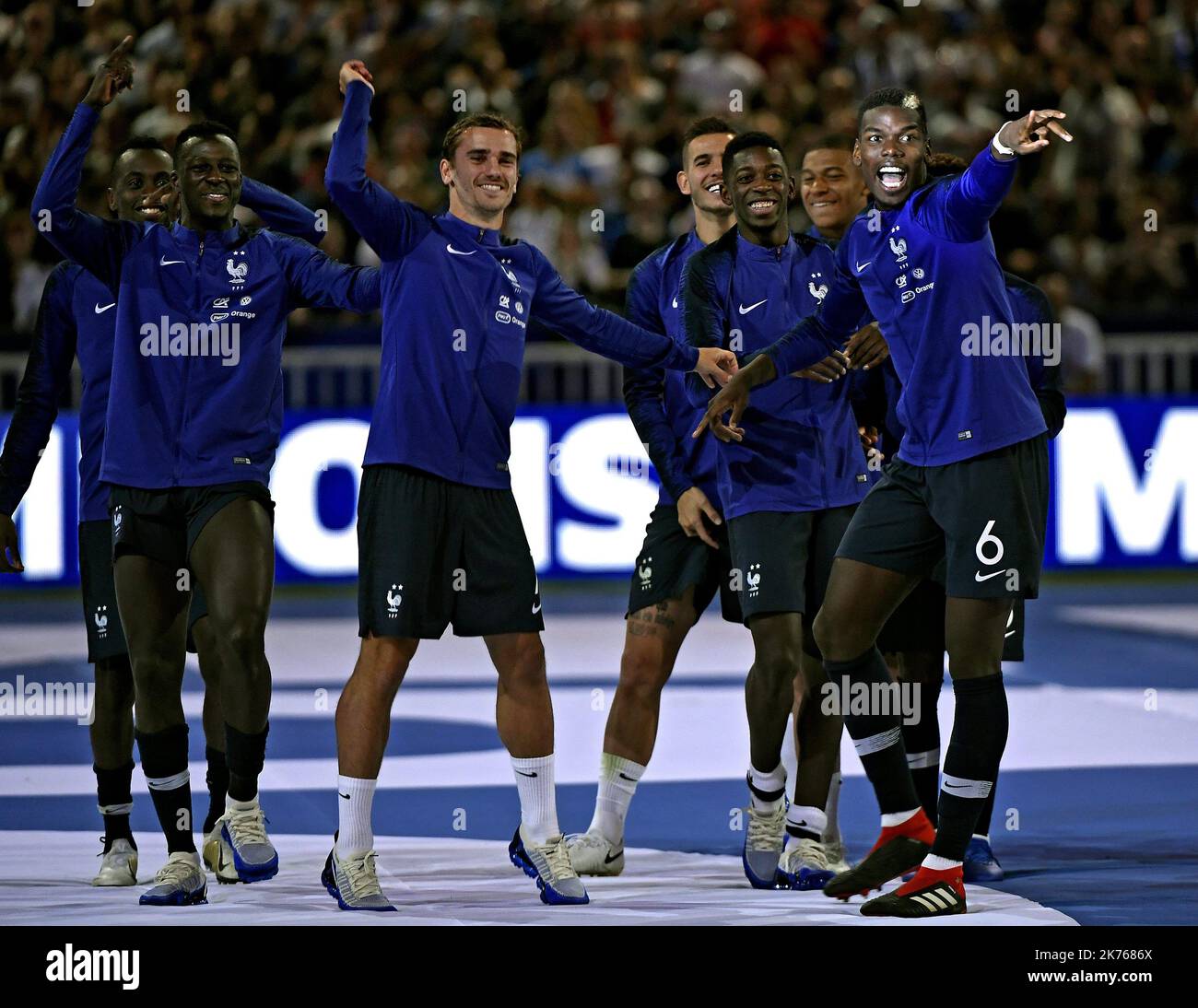 BENJAMIN MENDY, ANTOINE GRIEZMANN , PAUL POGBA Stock Photo - Alamy