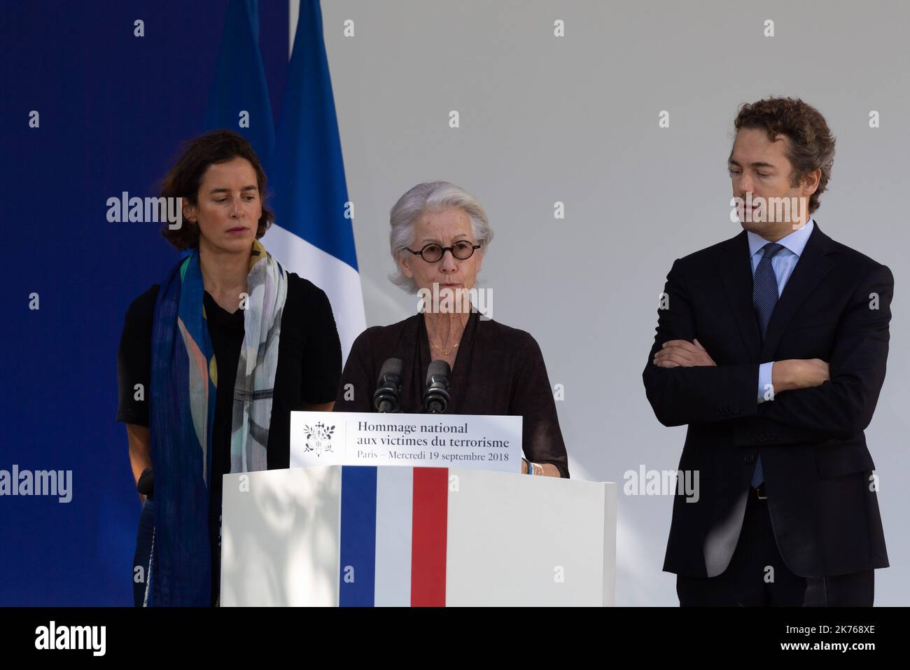 French prefect Claude Erignac's widow, Domiique Erignac flanked by her ...