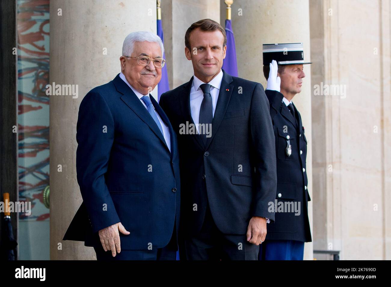 French President Emmanuel Macron arrives to welcome Palestinian ...