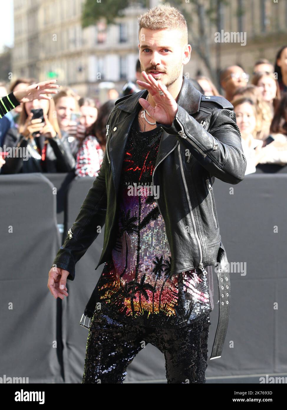 French singer Matthieu Tota, aka Matt or M. Pokora arrival at the ...