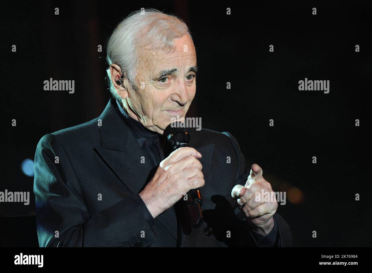 Charles Aznavour in concert at the exhibition center. French singer and ...