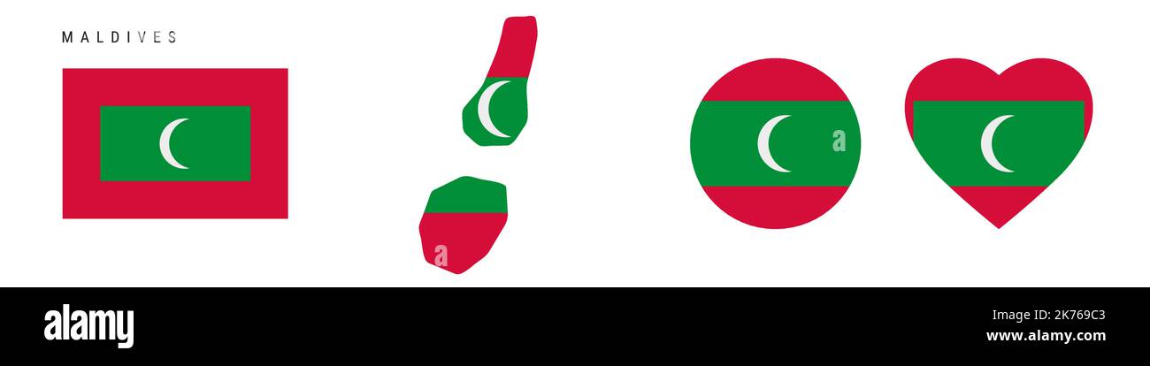 Maldives flag icon set. Maldivian pennant in official colors and ...