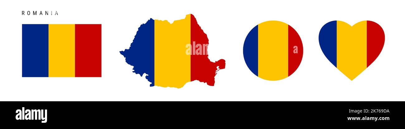 Romania flag icon set. Romanian pennant in official colors and ...