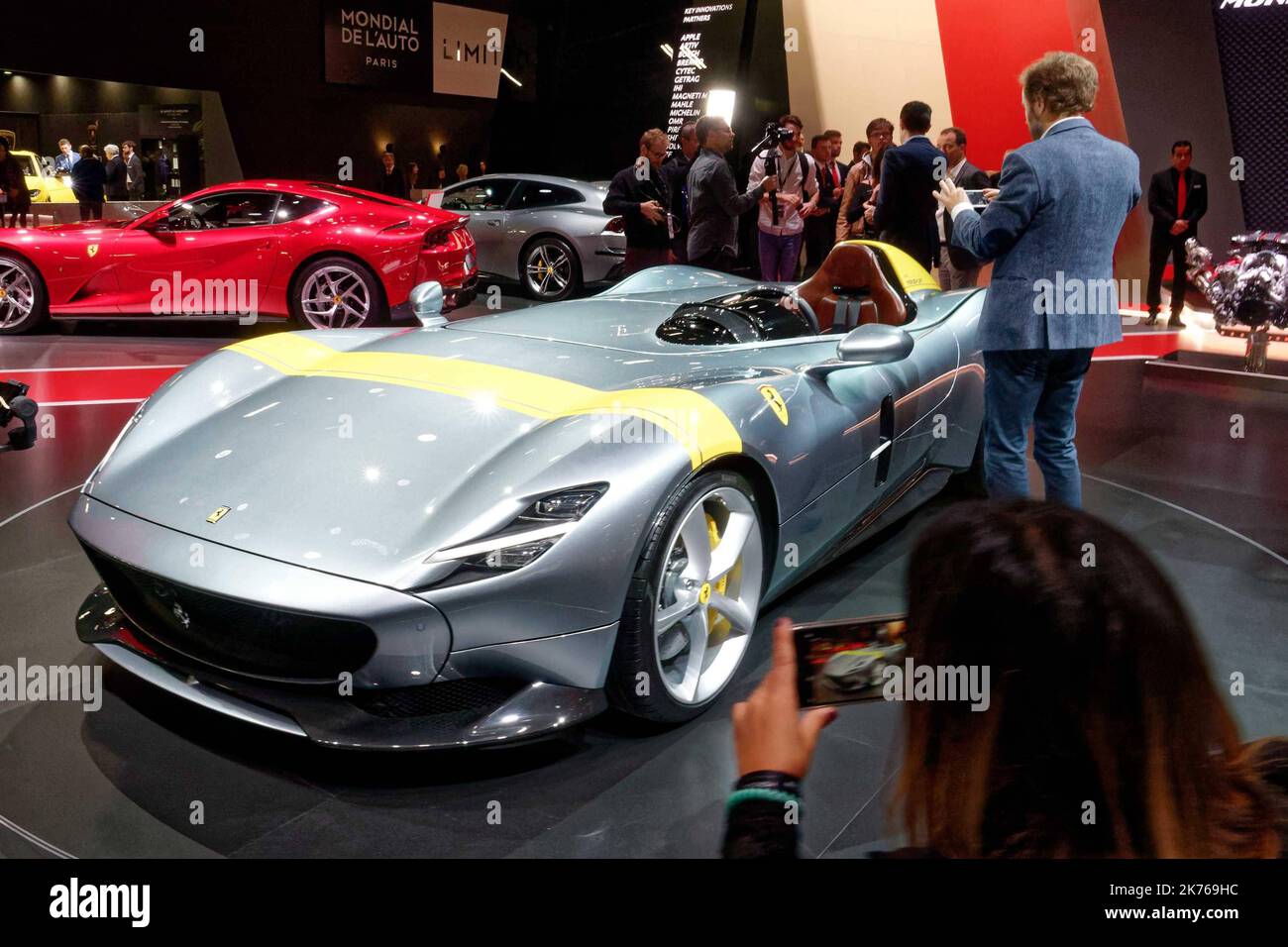 Ferrari monoplace. Paris Motor Show, international fair takes place ...