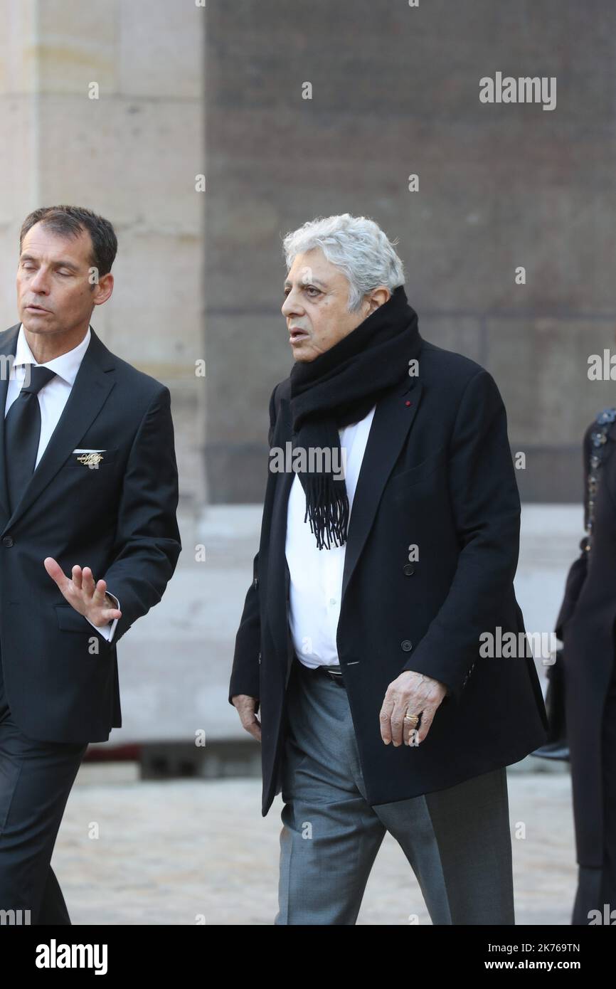 Enrico Macias attends the funeral of late singer Charles Aznavour Stock ...